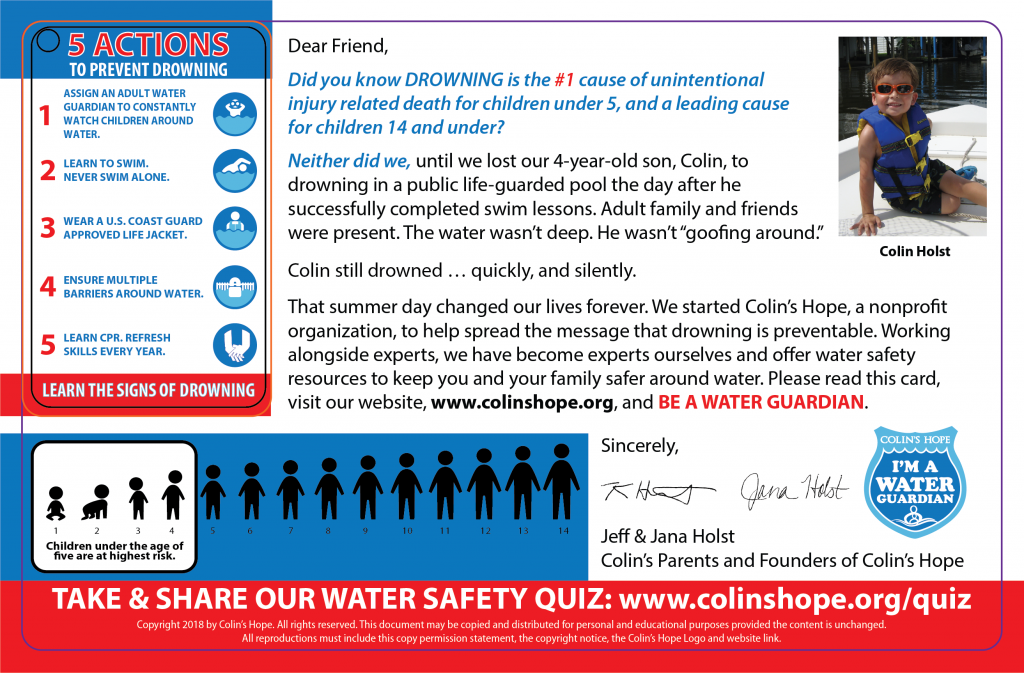 Order Water Safety Cards - Colin's Hope